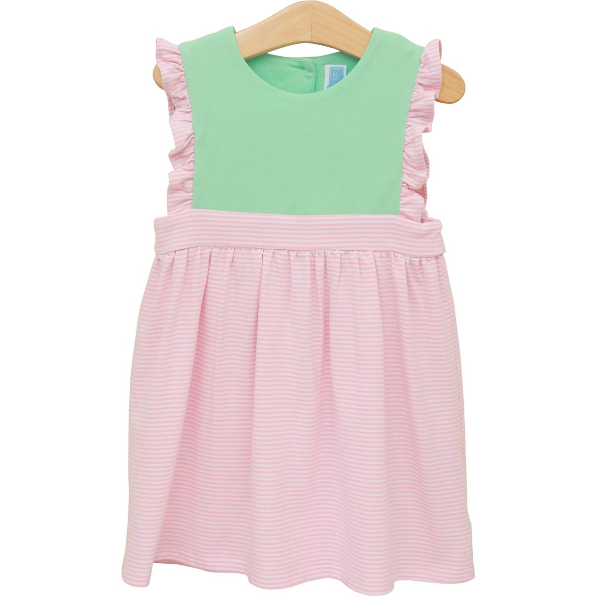 Light Pink Stripe & Mint Frances Dress - Sweet E's Children's Boutique