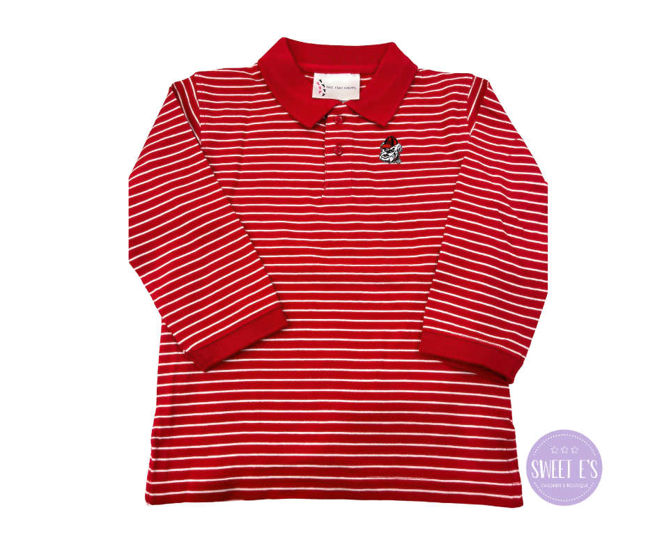 Game Day - Georiga Bulldog Stripe LS Polo - Sweet E's Children's Boutique