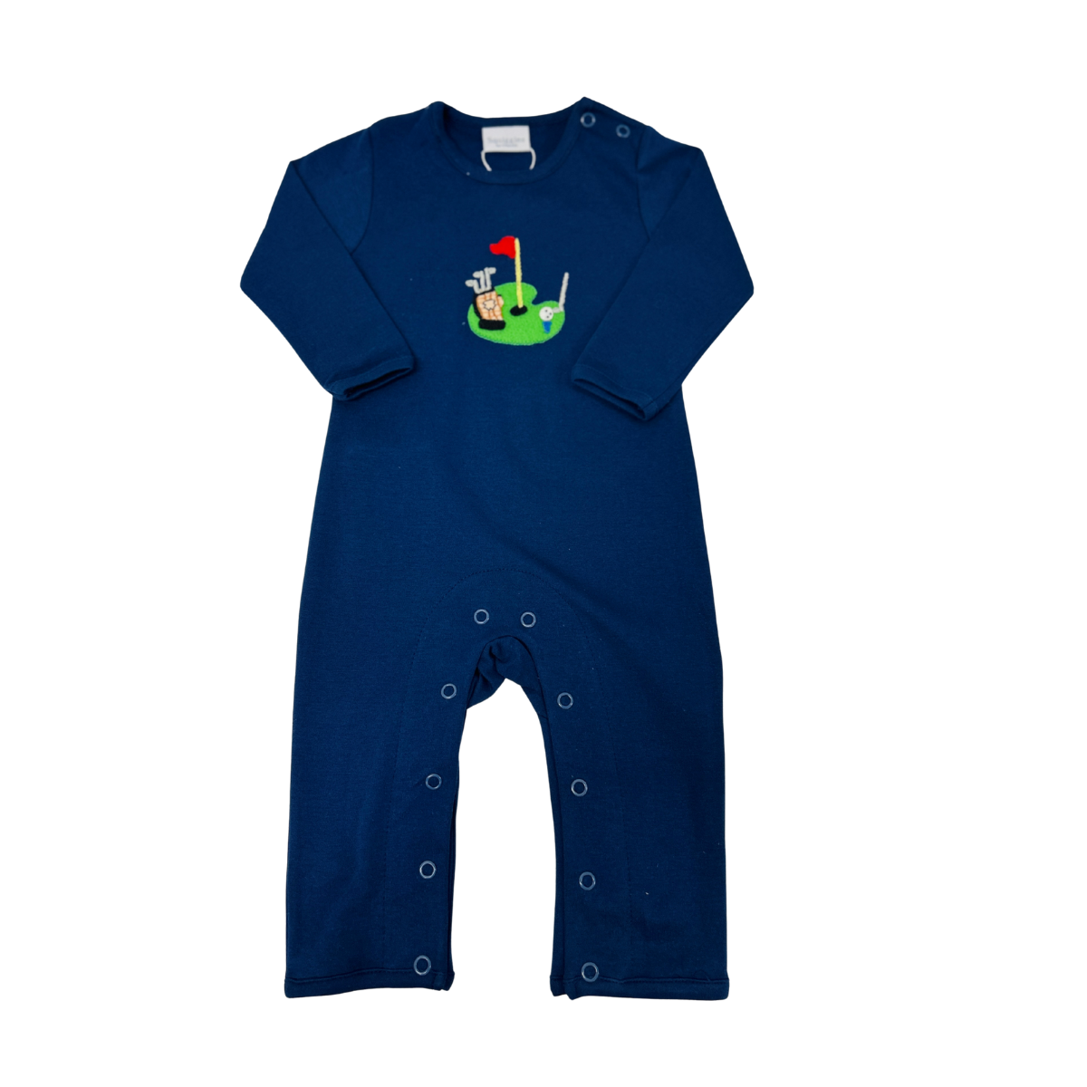 Squiggles - Navy Golf L/S Coverall - Sweet E's Children's Boutique