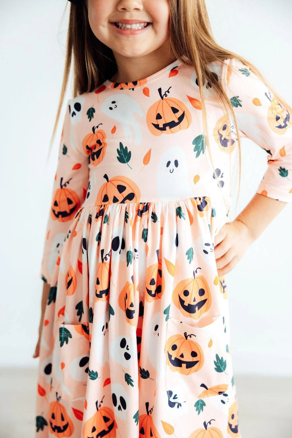 Mila & Rose - Pumpkin Peekaboo 3/4 Sleeve Pocket Twirl Dress - Sweet E ...